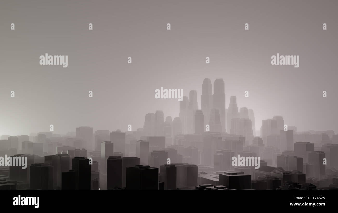 City in fog. Air pollution Stock Photo - Alamy