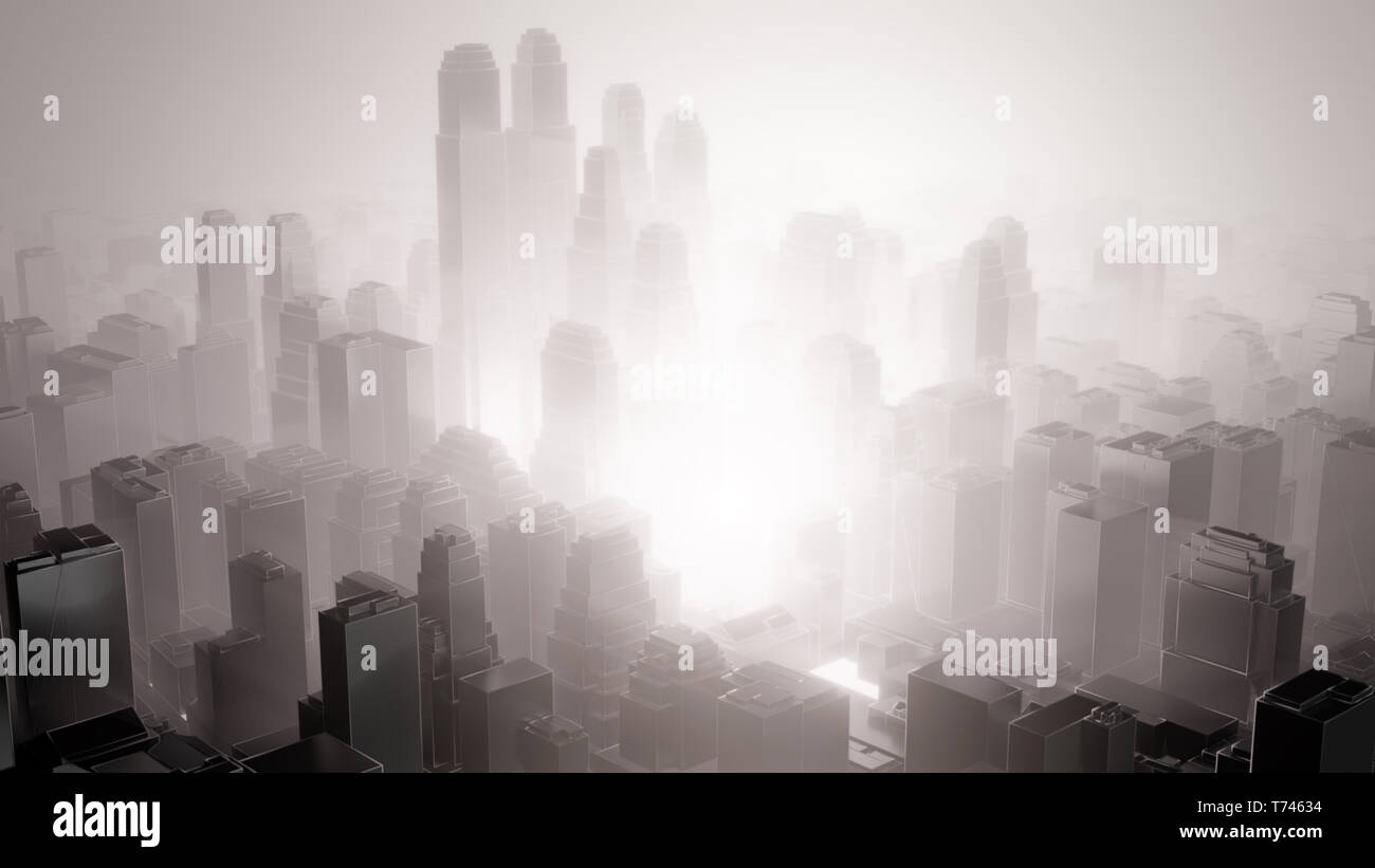 City in fog. Air pollution Stock Photo - Alamy