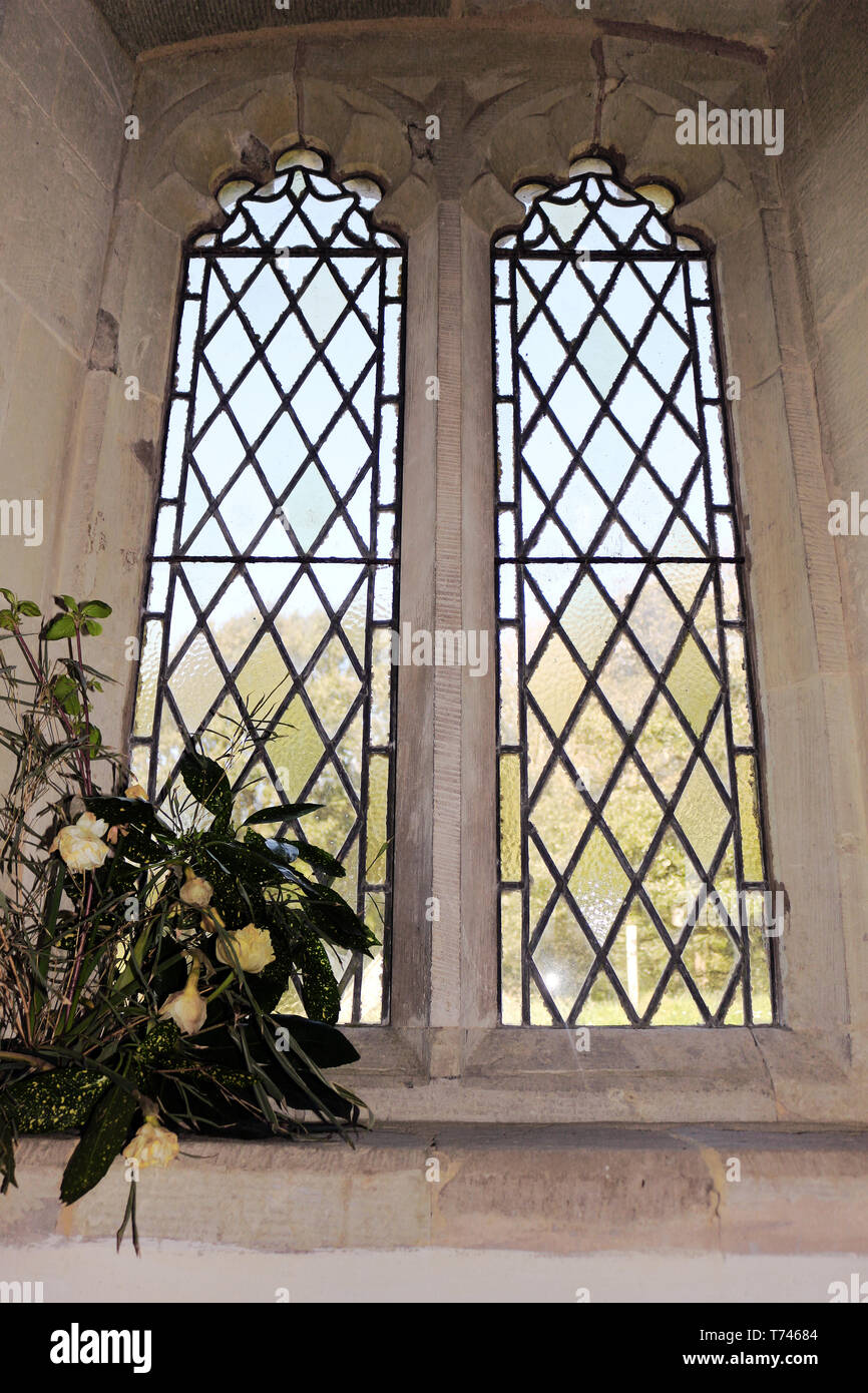 A leaded window in a church Stock Photo - Alamy