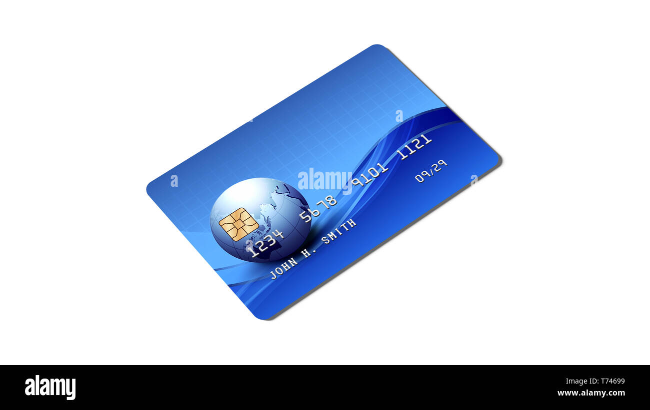 Credit card, plastic payment card with chip isolated on white ...