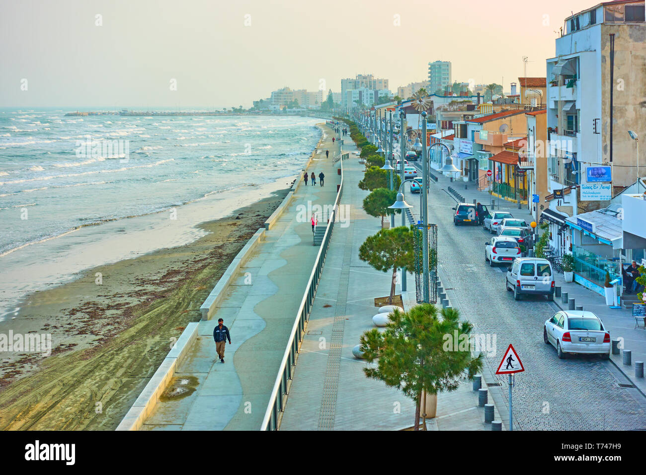 Larnaca, Cyprus - January 24, 2019: New sea-front and promenade in ...