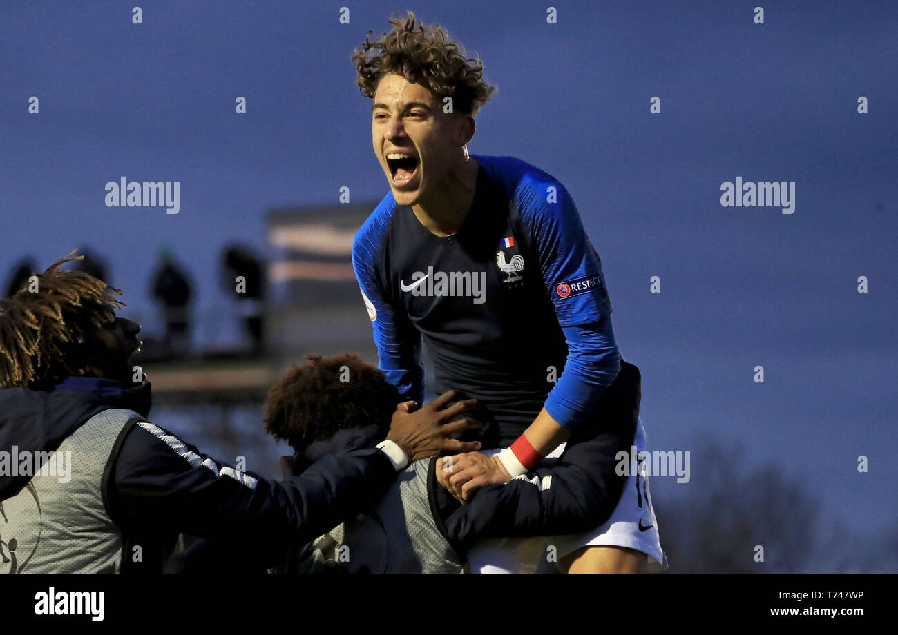 Adil aouchiche france celebrates scoring hi-res stock photography and ...