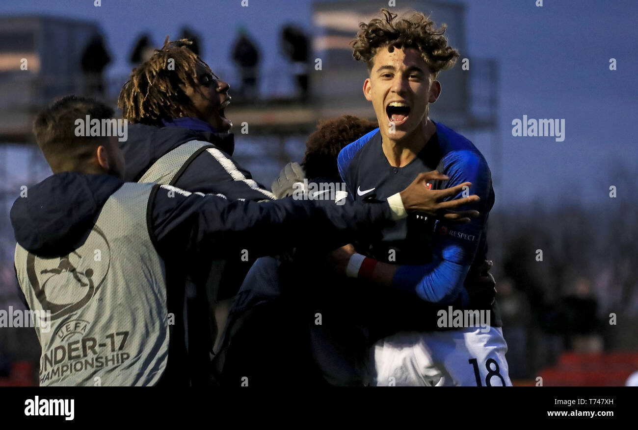 Adil aouchiche france celebrates scoring hi-res stock photography and ...