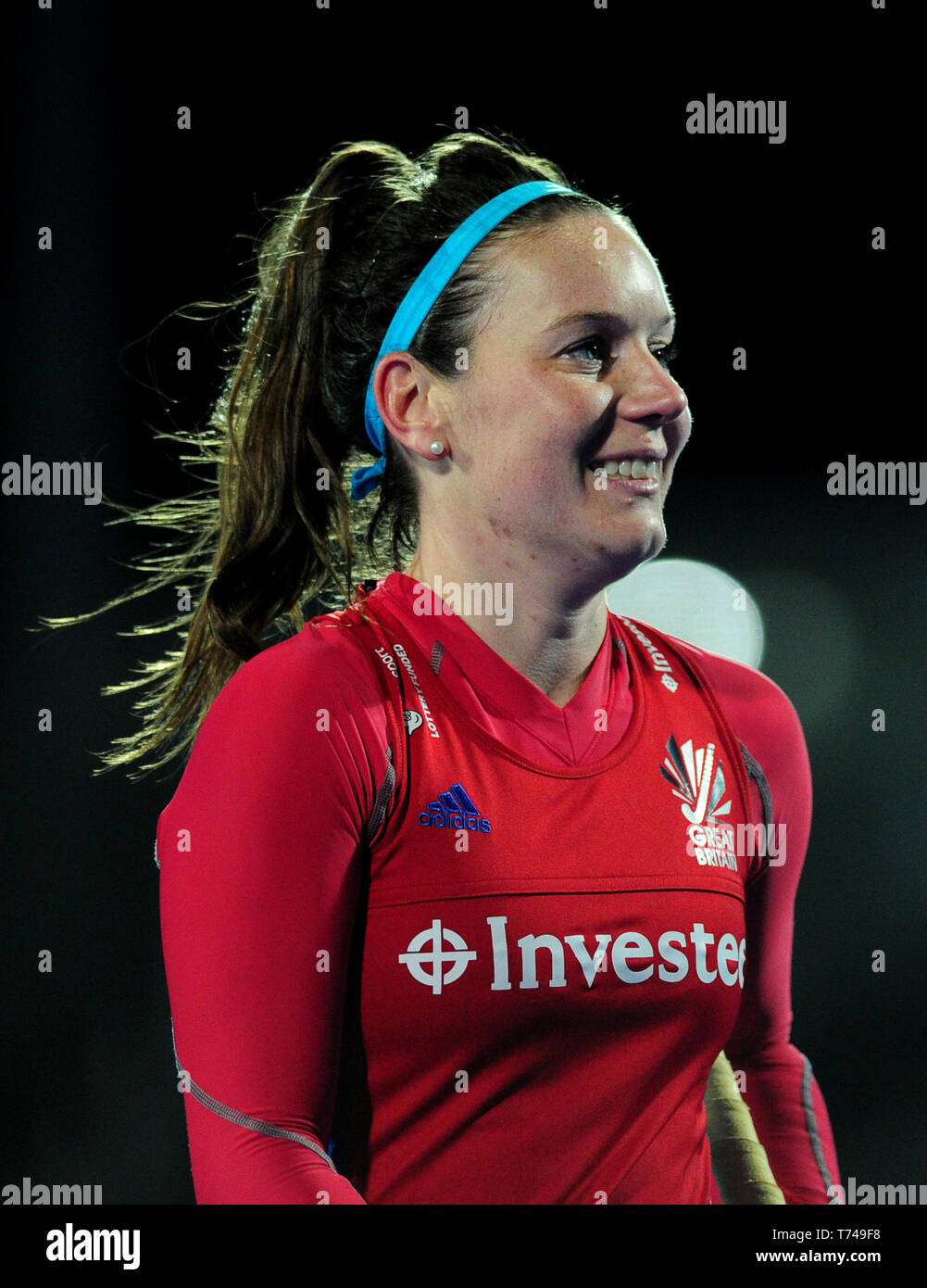 Great Britain's Laura Unsworth receives her 100th cap during the FIH ...