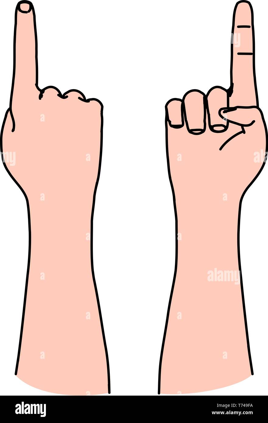 Human index finger directing upward as illustration of moving up ...