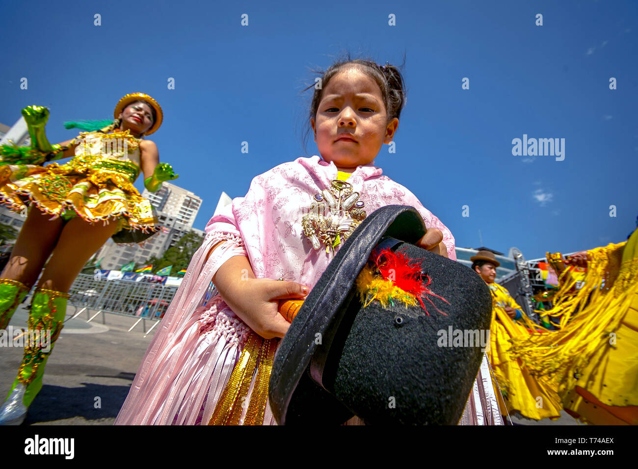 Bolivian dancers dance the traditional course in Sao Paulo Stock Photo ...
