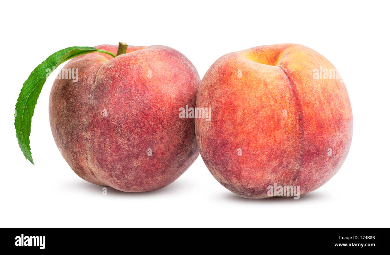 Two ripe peach isolated on white background Stock Photo - Alamy