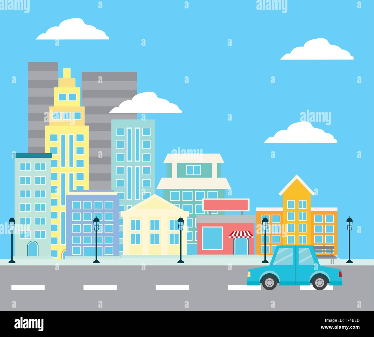 Busy street background scene Stock Vector Images - Alamy