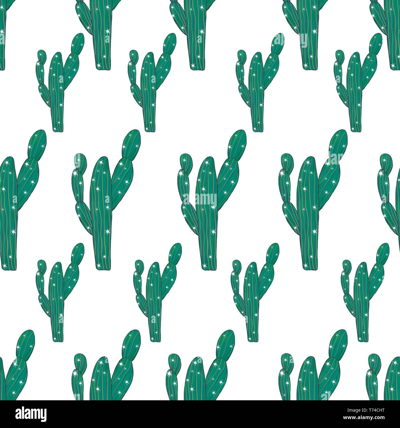 beautiful pattern with cactus. Bright repeated texture with green ...