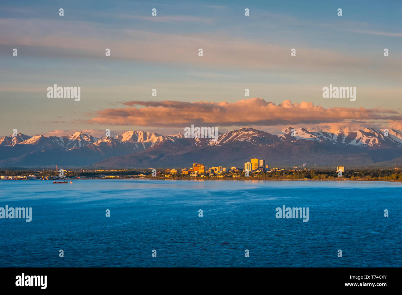 Sunset view downtown anchorage seen hi-res stock photography and images ...