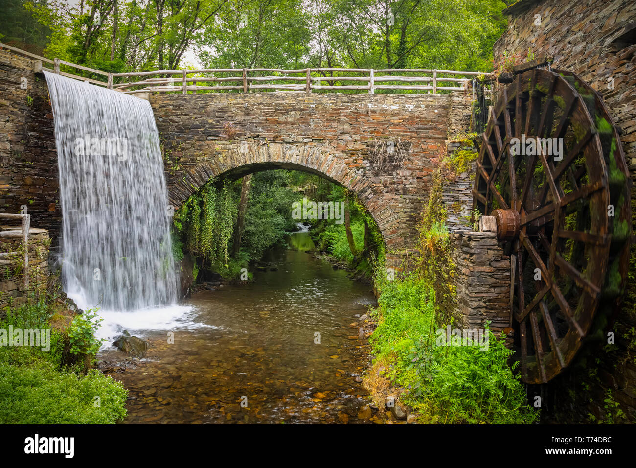 Watermill and waterfall; Spain Stock Photo - Alamy