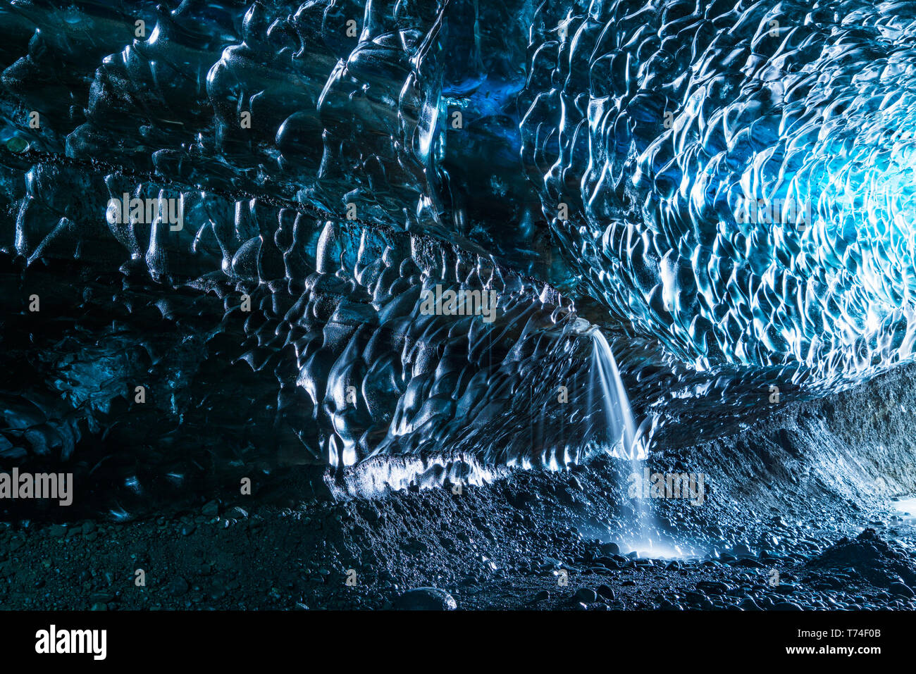 Large ice cave in the Vatnajokull ice cap, Southern Iceland; Iceland ...