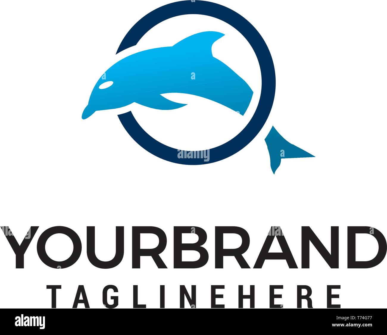 dolphin jumping circle logo design concept template vector Stock Vector ...