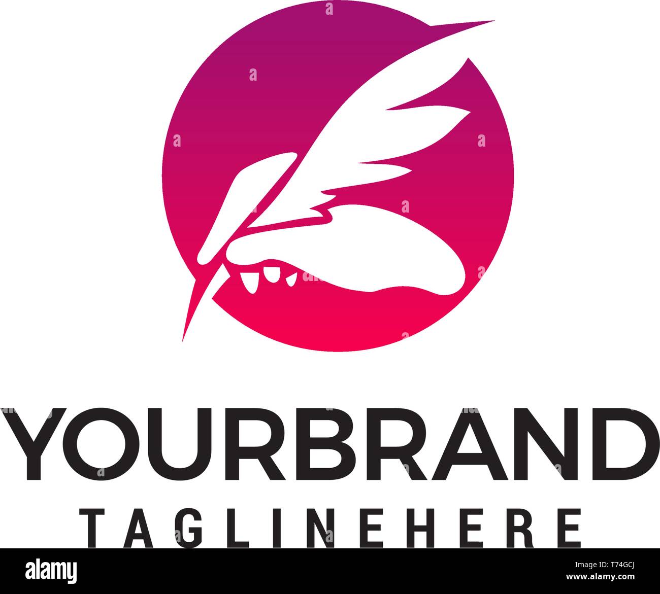 hand feather logo design concept template vector Stock Vector Image ...