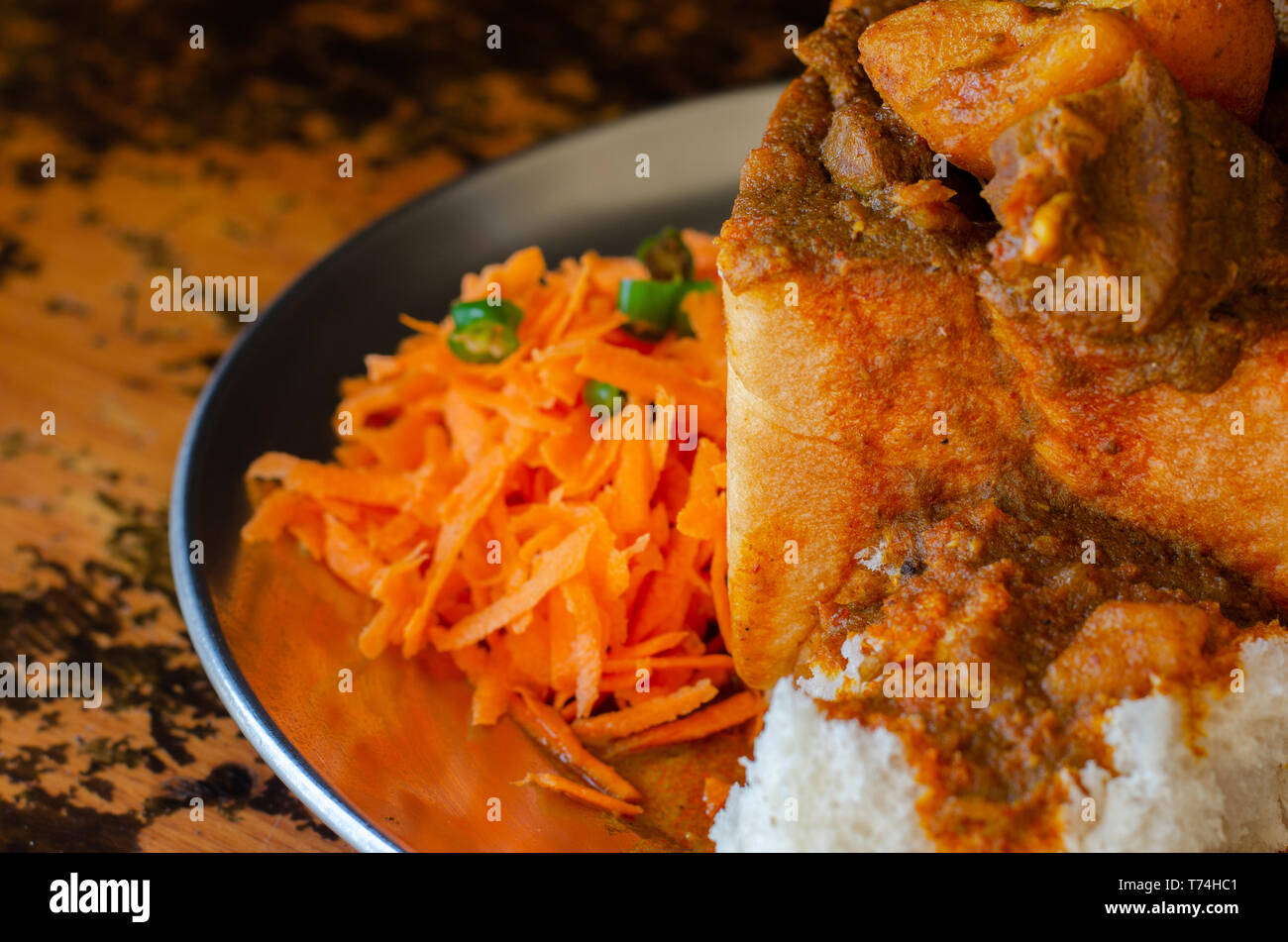 A Durban Bunny Chow - or, in this case, a quarter mutton bunny - served ...