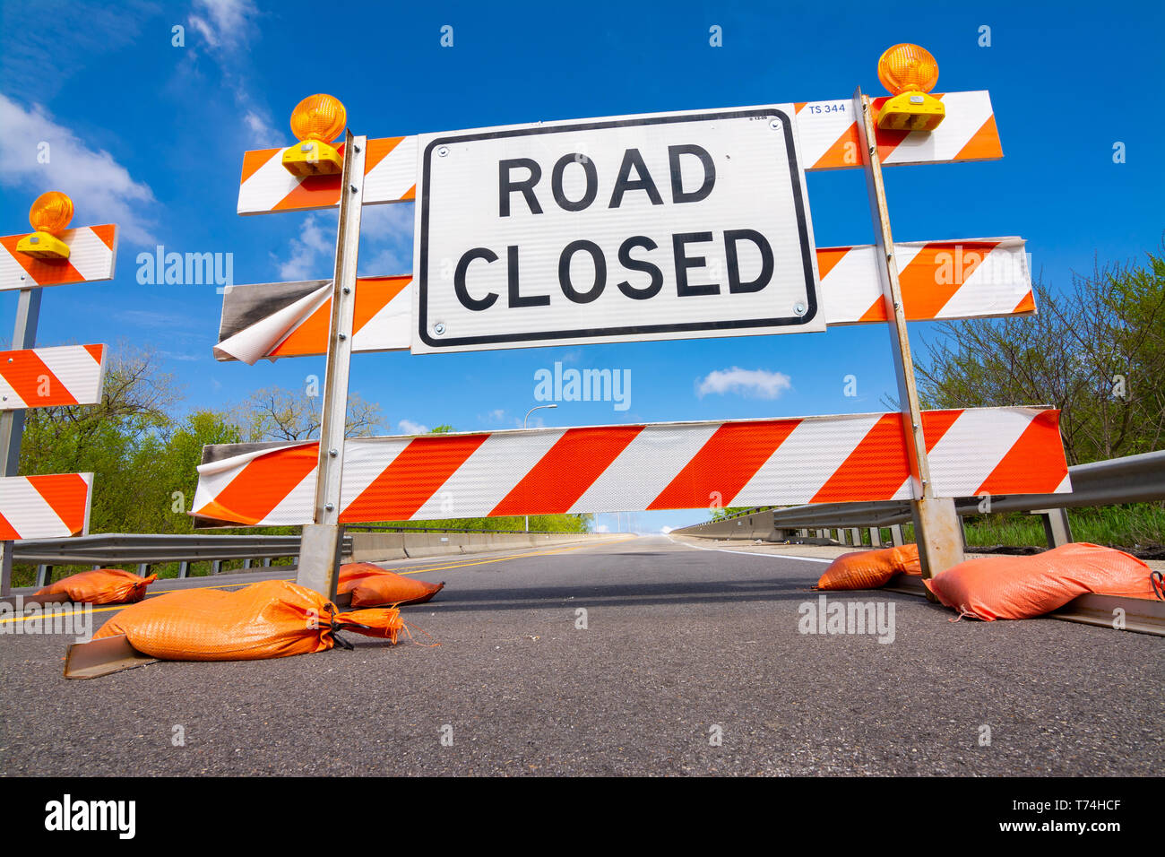 "Road Closed" sign blocking bridge in LaSalle, Illinois Stock Photo - Alamy