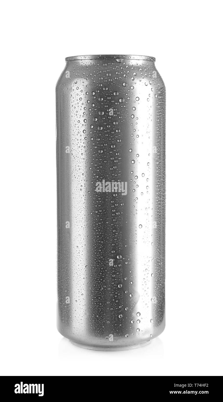 Aluminum can of cold beer on white background Stock Photo - Alamy
