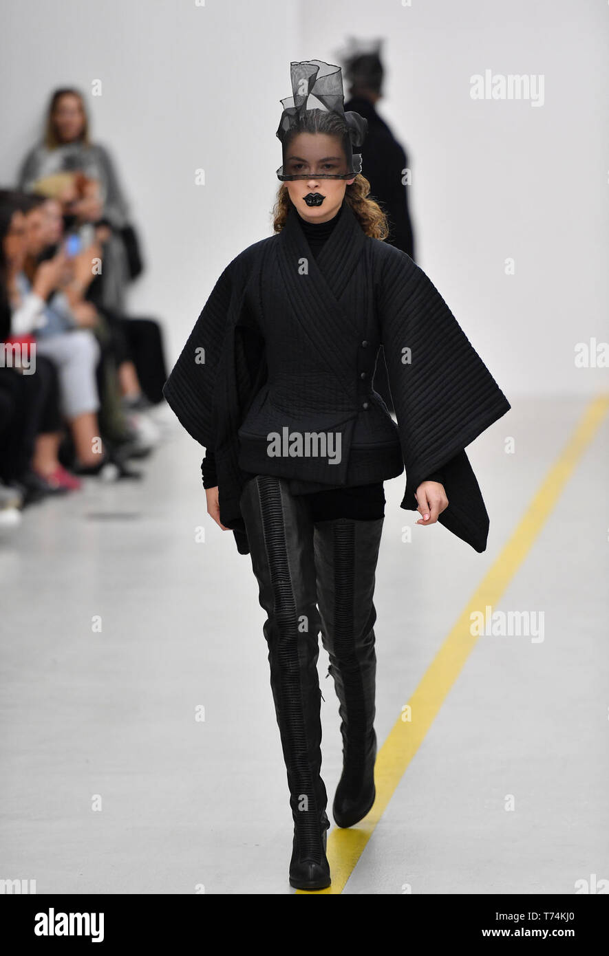 Tbilisi, Georgia. 3rd May, 2019. A model presents a creation of ...