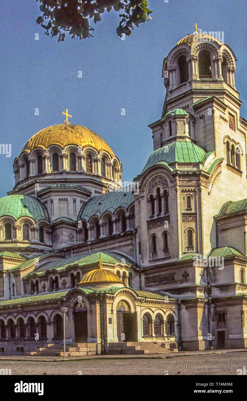 Sofia, Bulgaria. 2nd Aug, 1991. The gold domed, Neo-Byzantine style, St. Alexander Nevsky ...