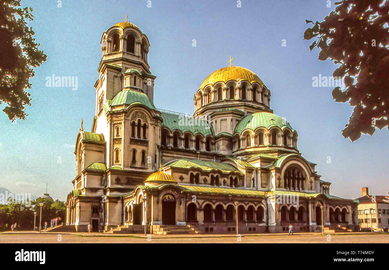 Sofia, Bulgaria. 2nd Aug, 1991. The gold domed, Neo-Byzantine style, St. Alexander Nevsky ...