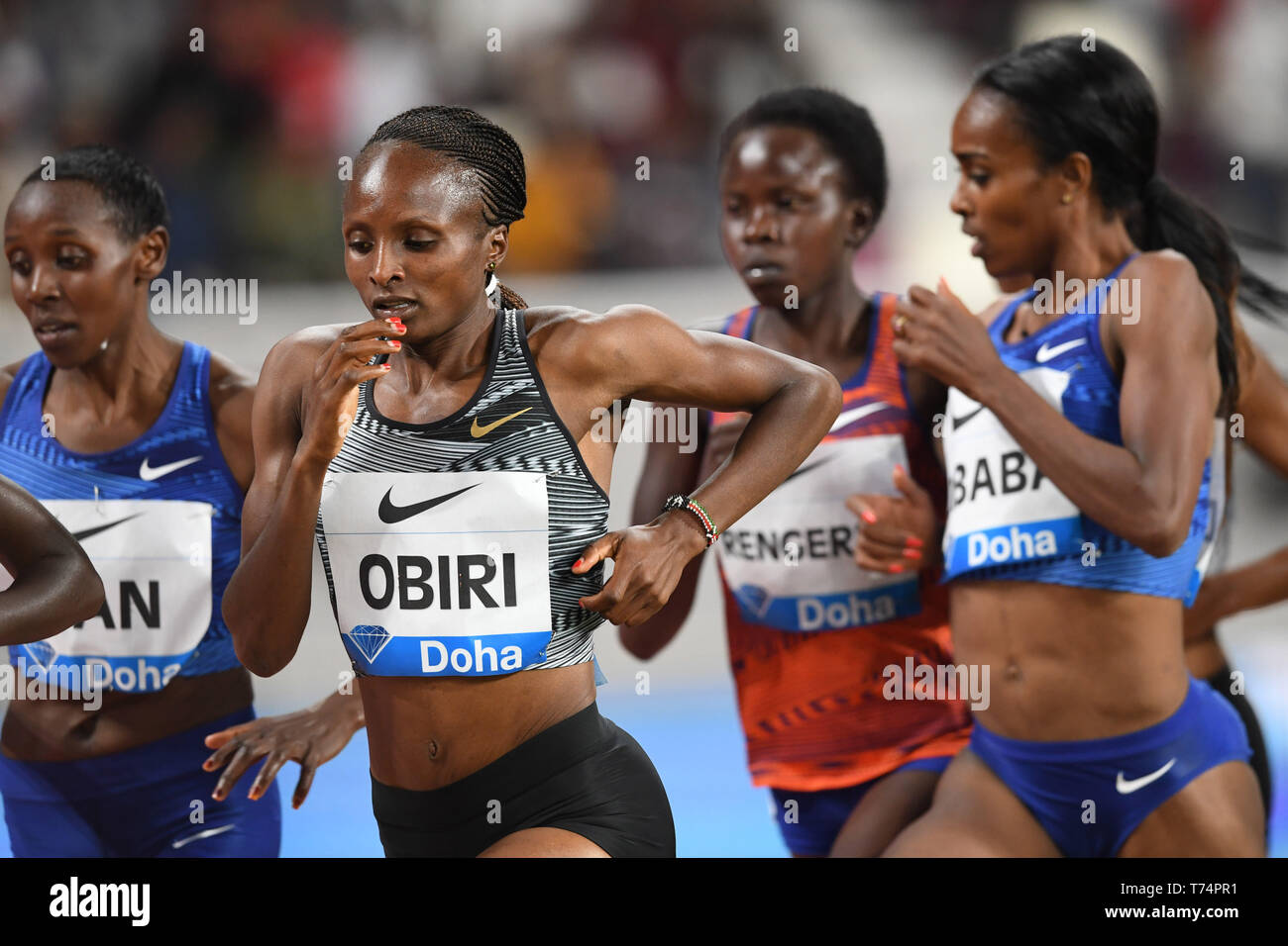 Doha, Qatar. 03rd May, 2019. Hellen Obiri (KEN) wins the women's 3,000m ...