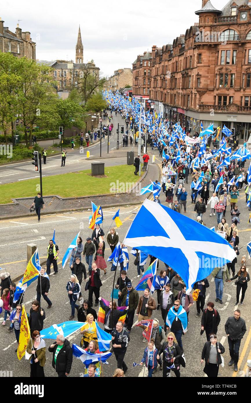 Glasgow, Scotland, UK. 4th May, 2019. Glasgow awash with saltire flags ...