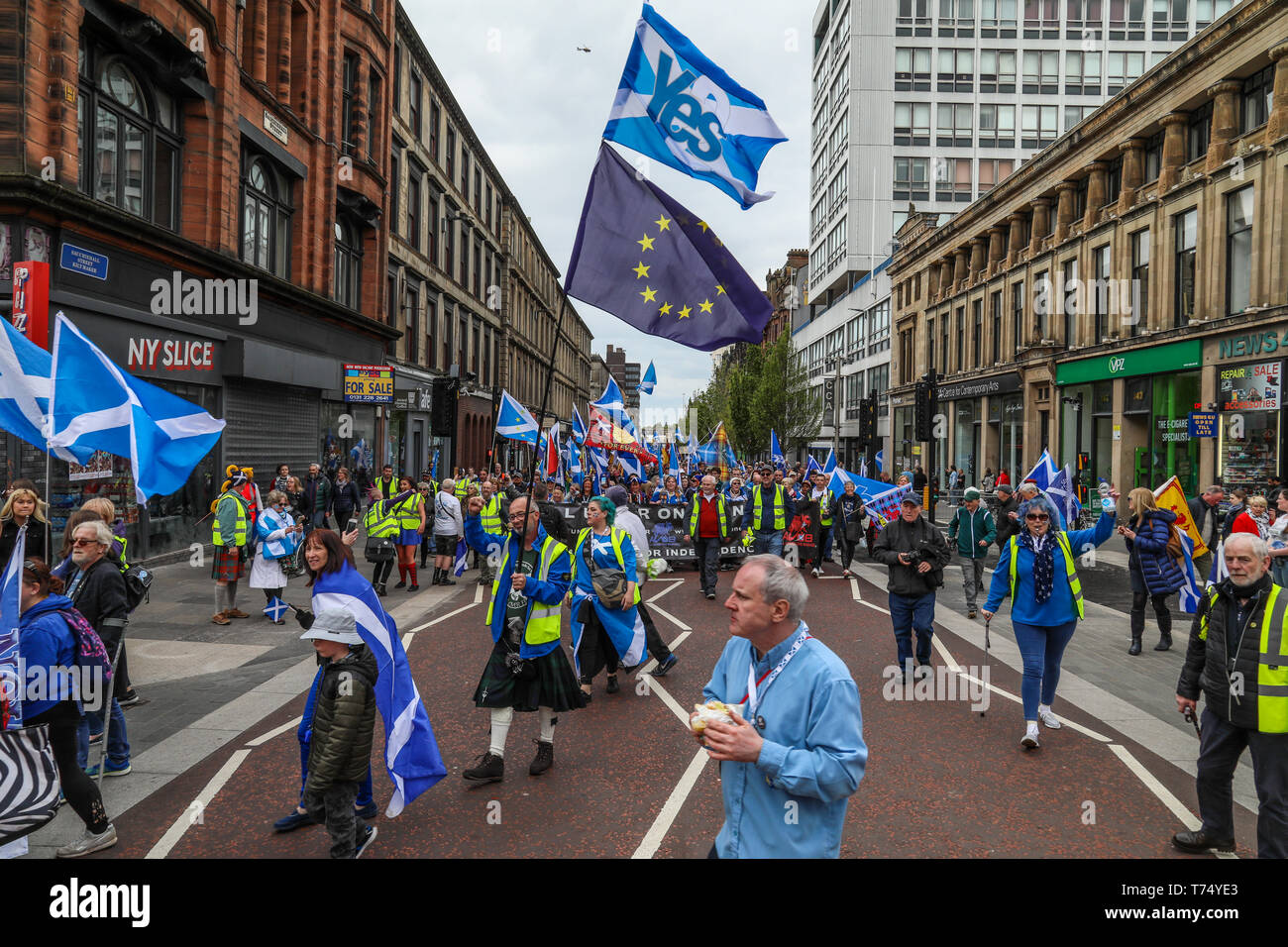 A Scottish pro-independence march on 5th May 2019 organised by AUOB ...