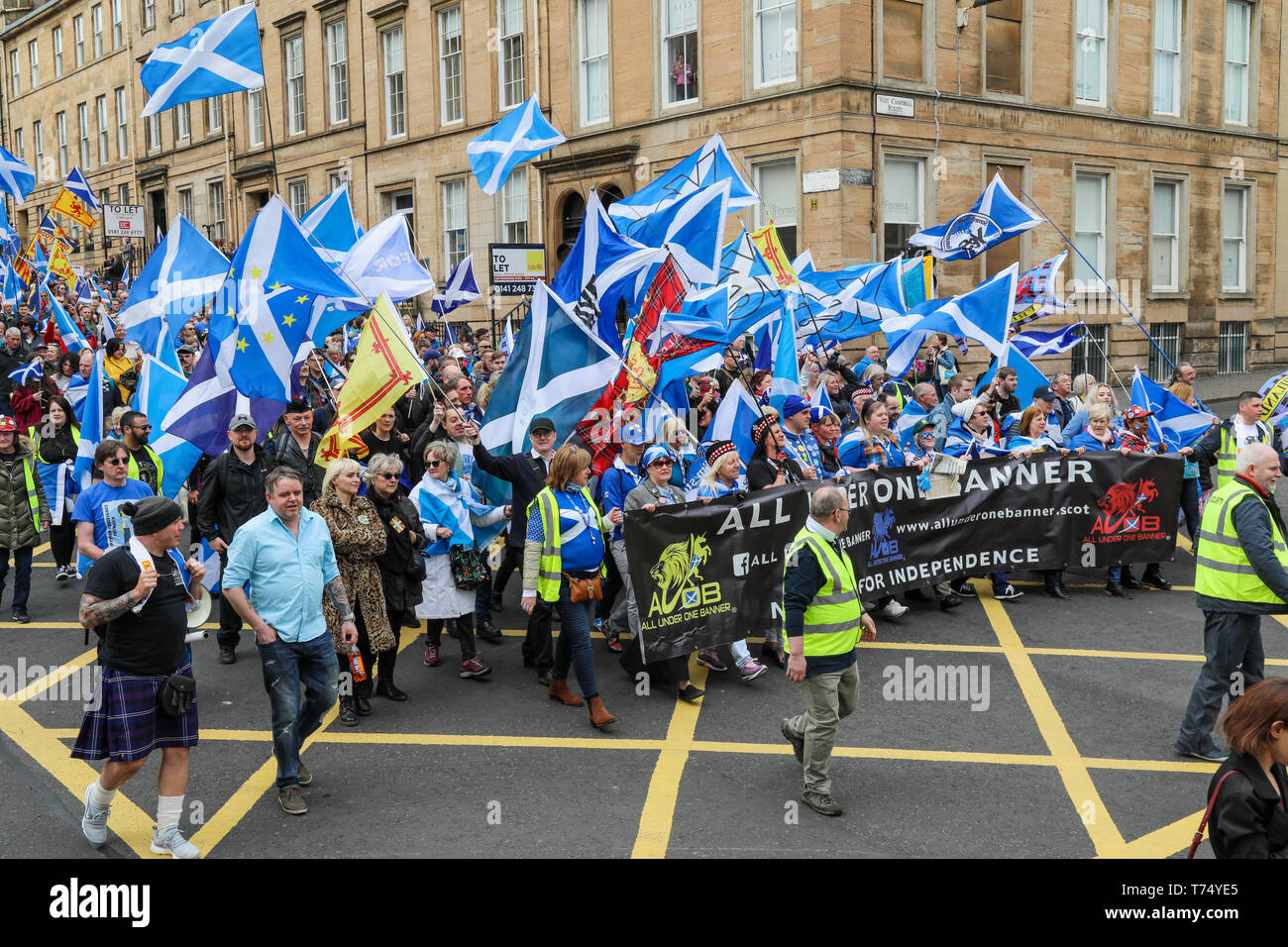 A Scottish pro-independence march on 5th May 2019 organised by AUOB ...
