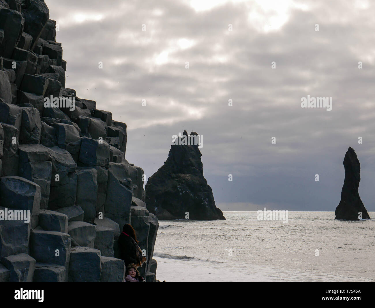 Iceland, APR 6: Morning view of the beautiful Reynisdrangar Sea Stacks ...