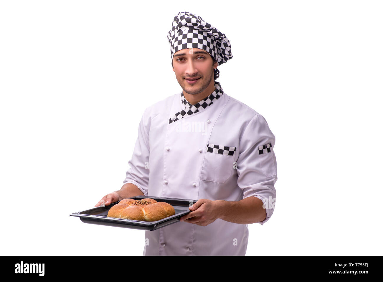 Young male baker isolated on white Stock Photo - Alamy
