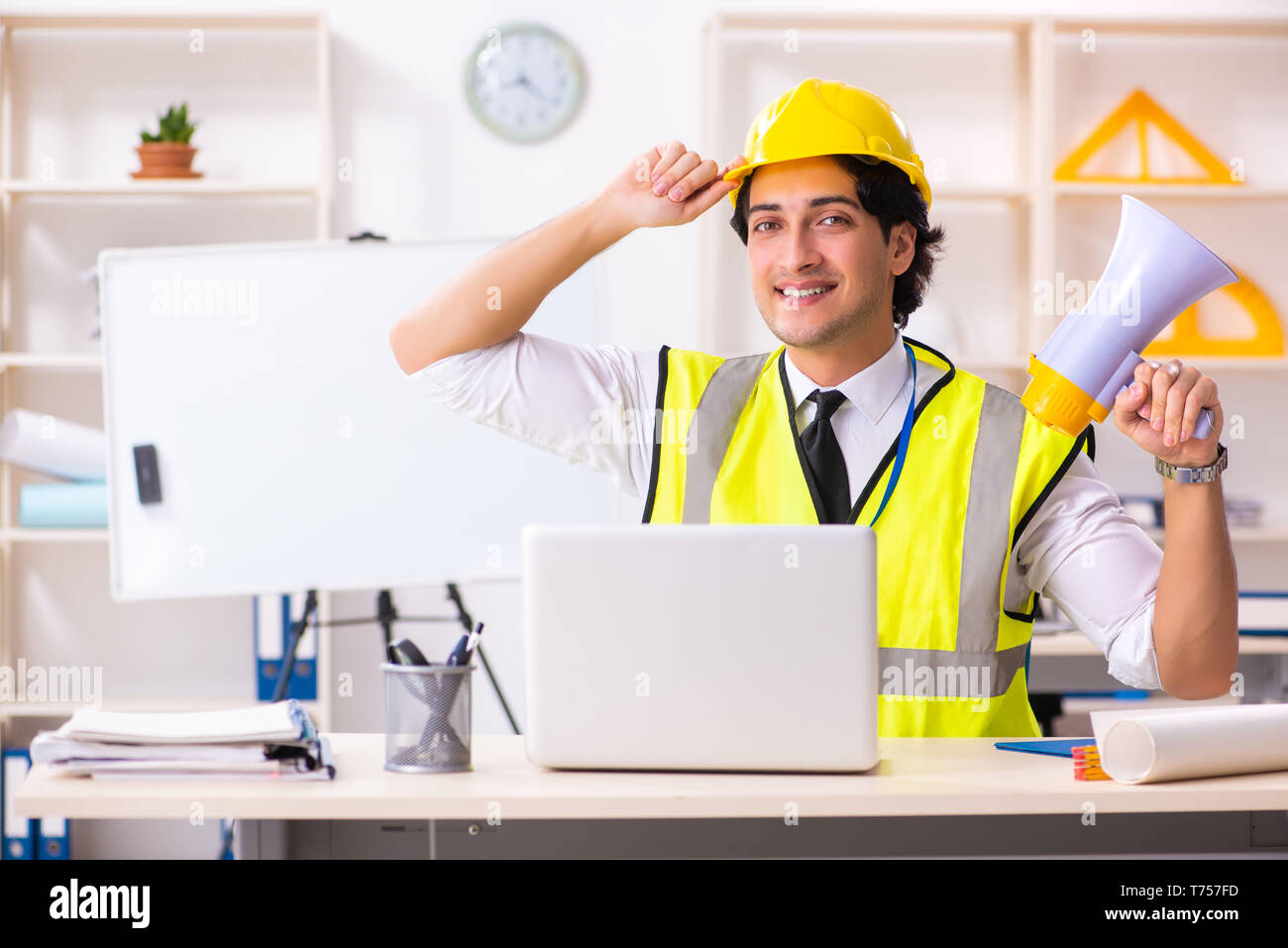 Male construction engineer working in the office Stock Photo - Alamy