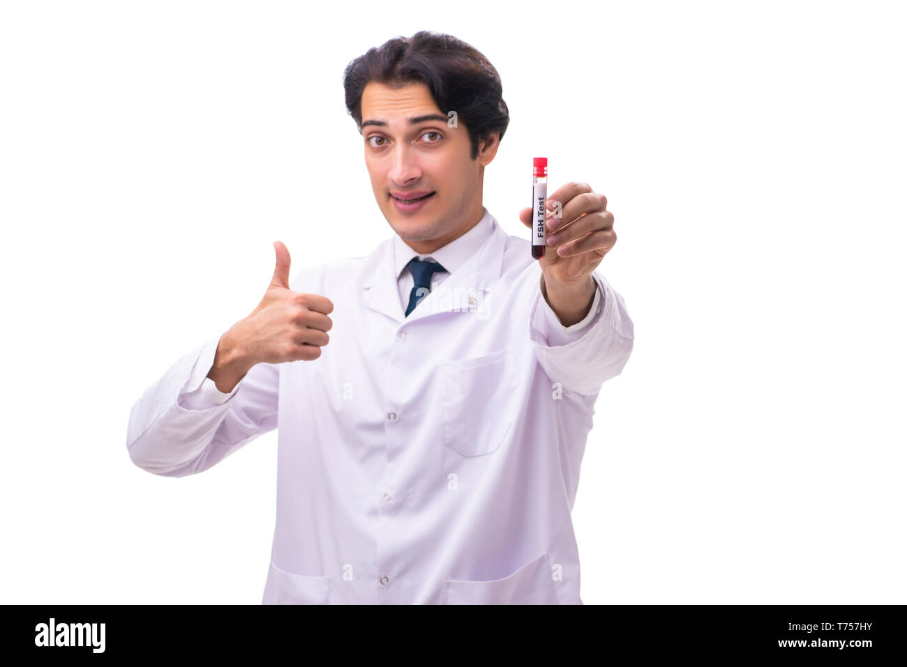 Young chemist isolated on white background Stock Photo - Alamy