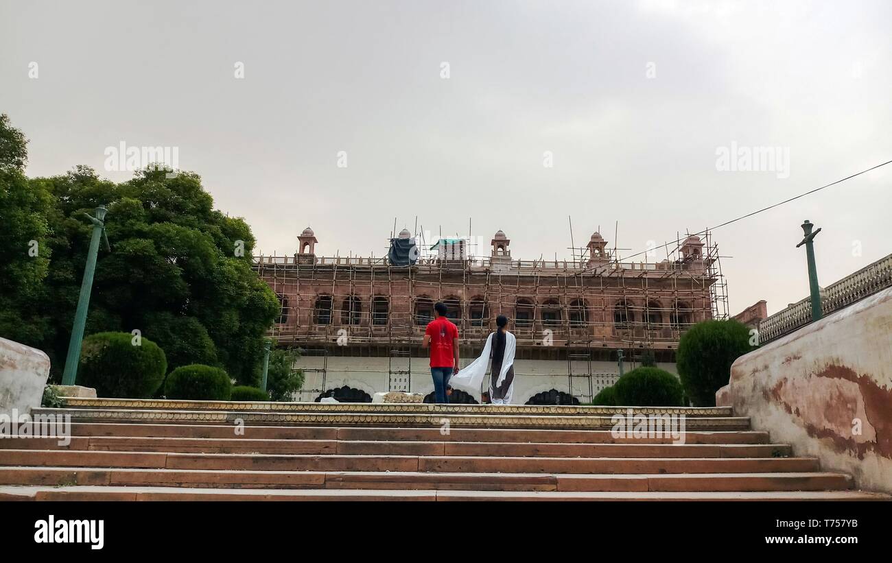 A couple seen moving around the Qila Mubarak Fort in Patiala district ...