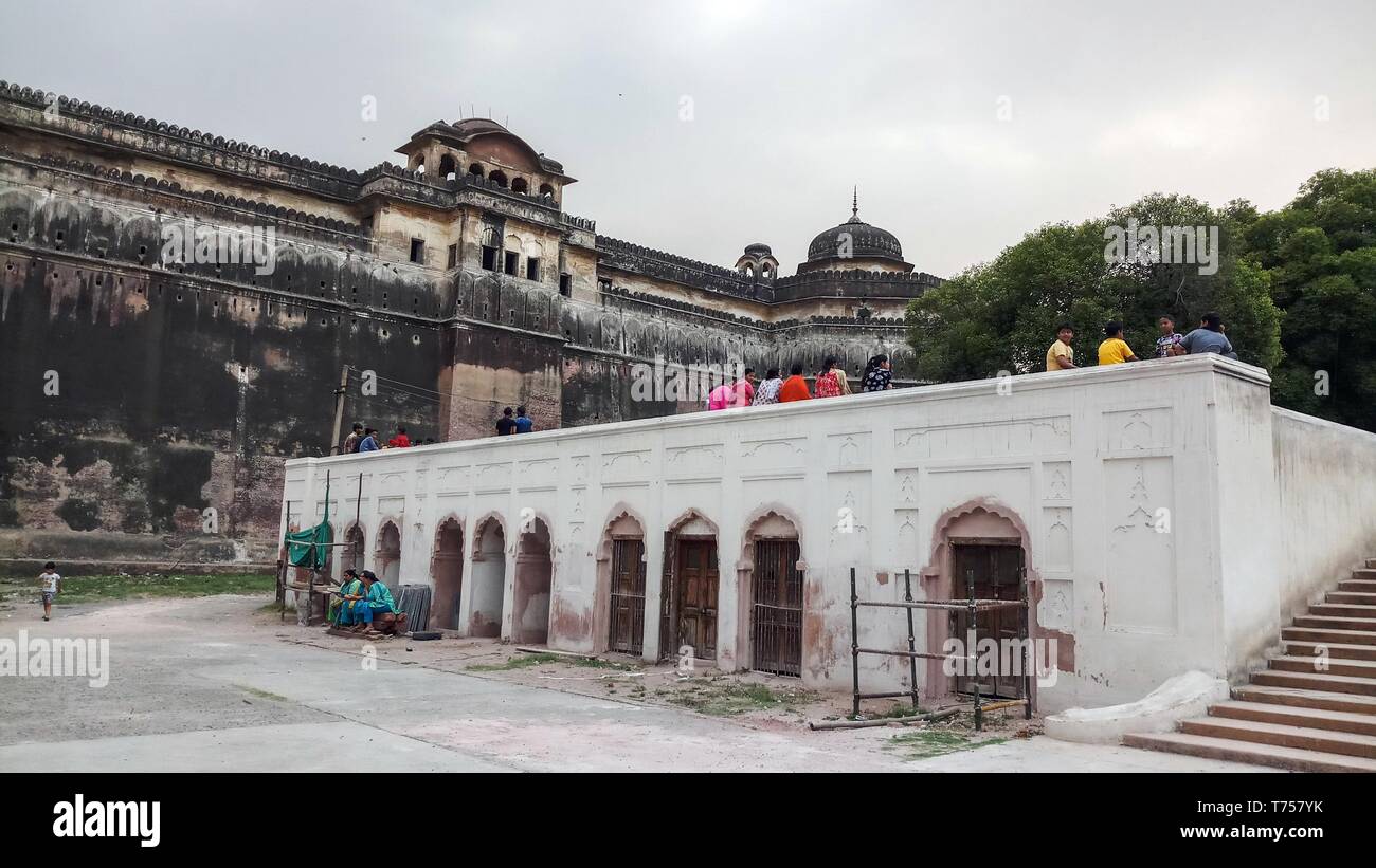 Visitors seen relaxing inside the Qila Mubarak Fort in Patiala district ...