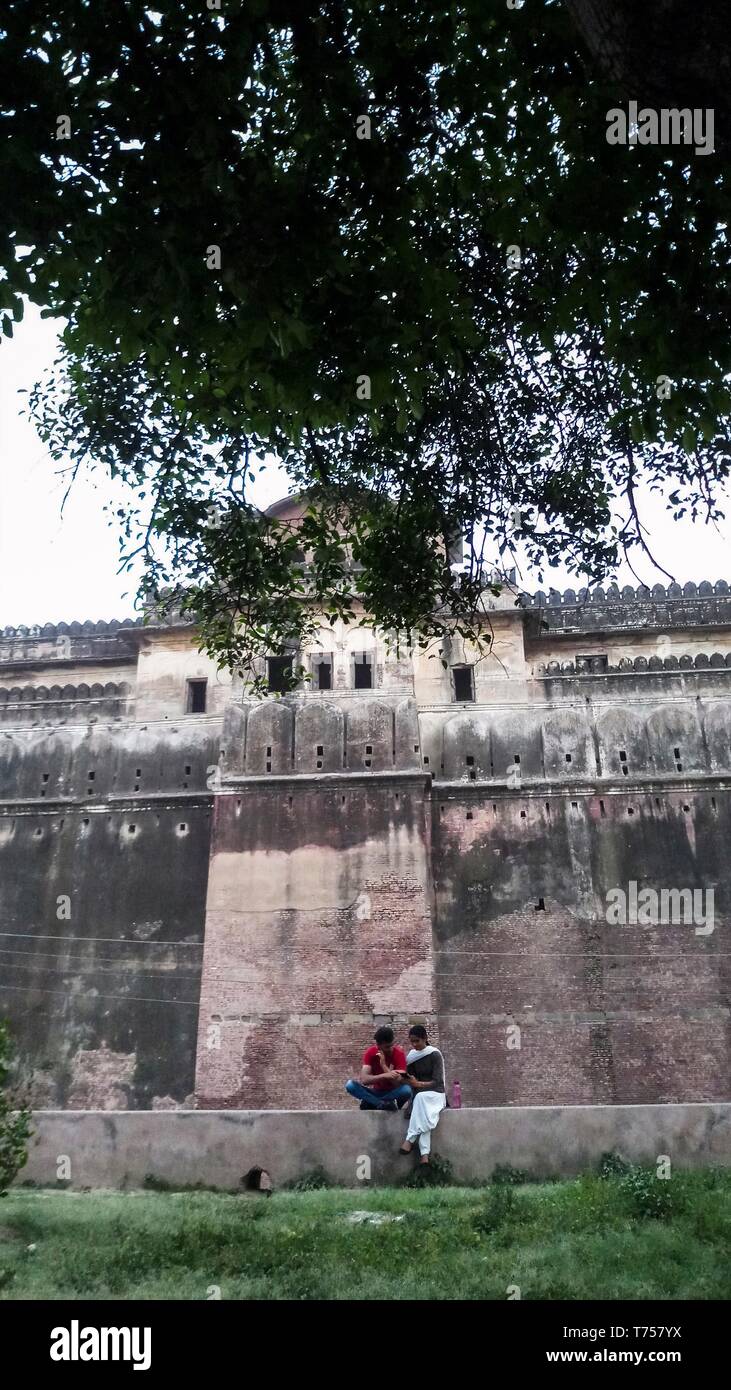 A couple seen relaxing inside the Qila Mubarak Fort in Patiala district ...