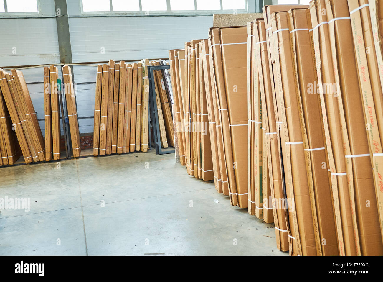 warehouse of finished and packed doors, production of interior and ...