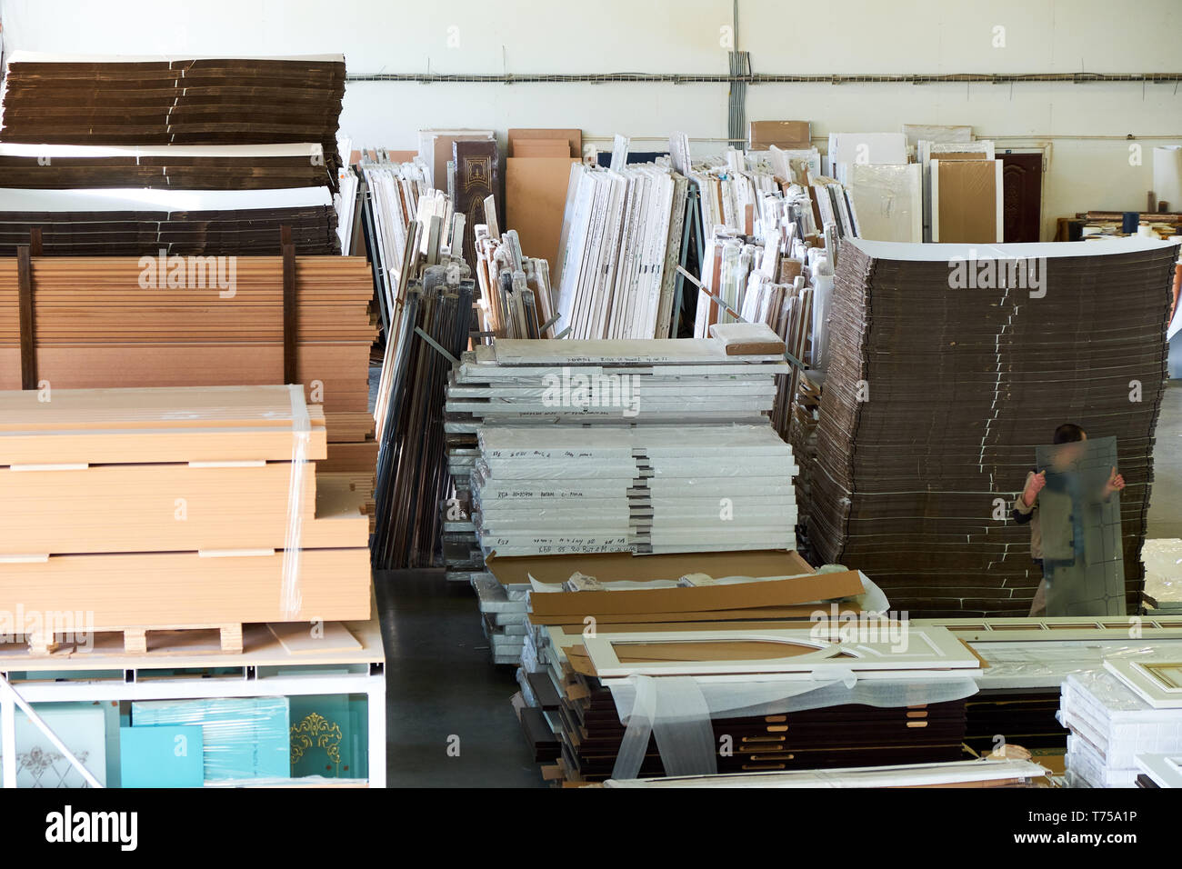 warehouse of finished and packed doors, production of interior and ...