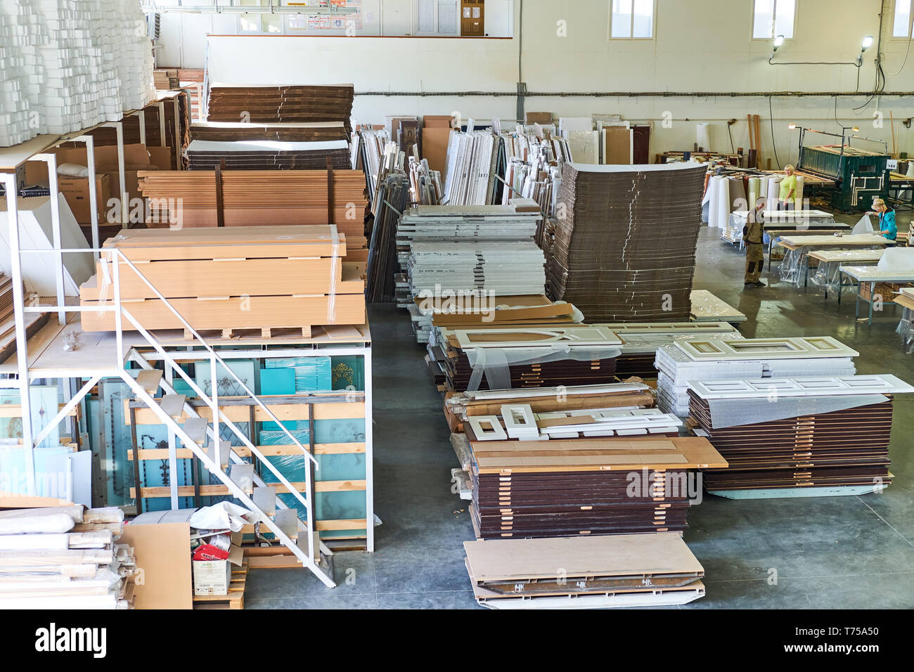 warehouse of finished and packed doors, production of interior and ...