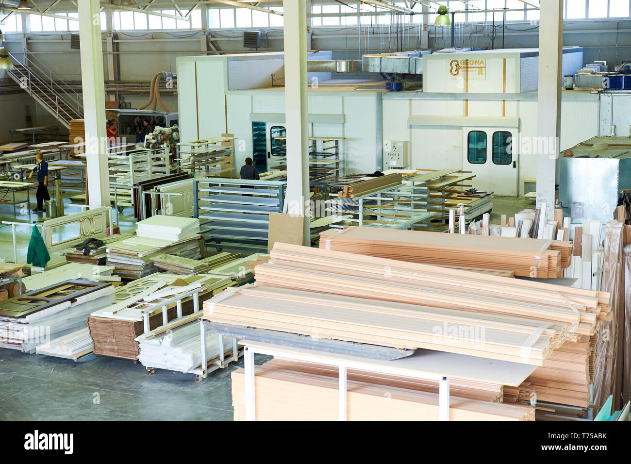 warehouse of finished and packed doors, production of interior and ...