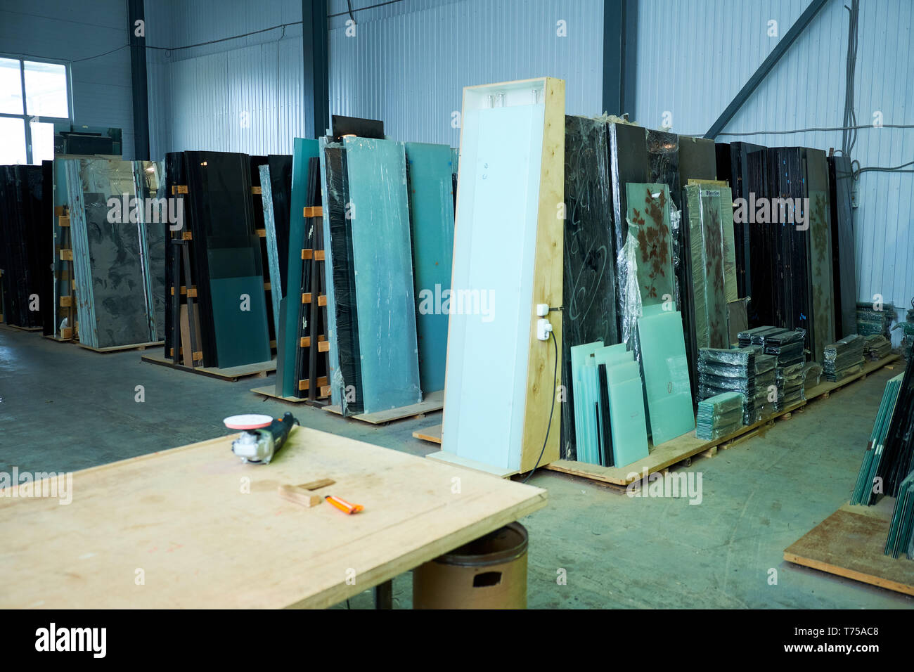 warehouse of finished and packed doors, production of interior and ...