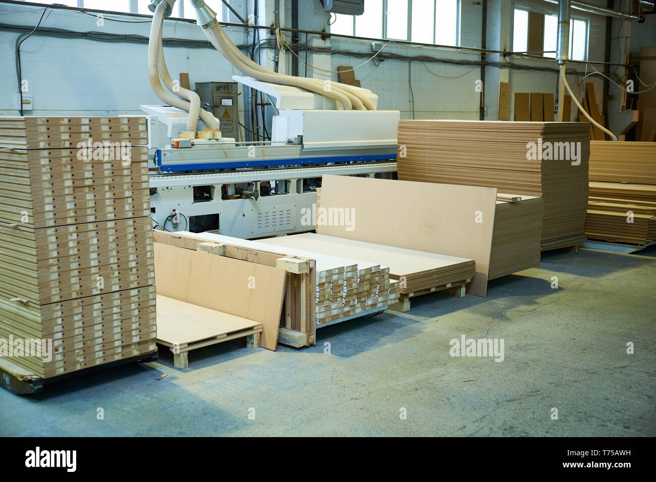 warehouse with wooden blanks, parts, production of interior doors 4k ...