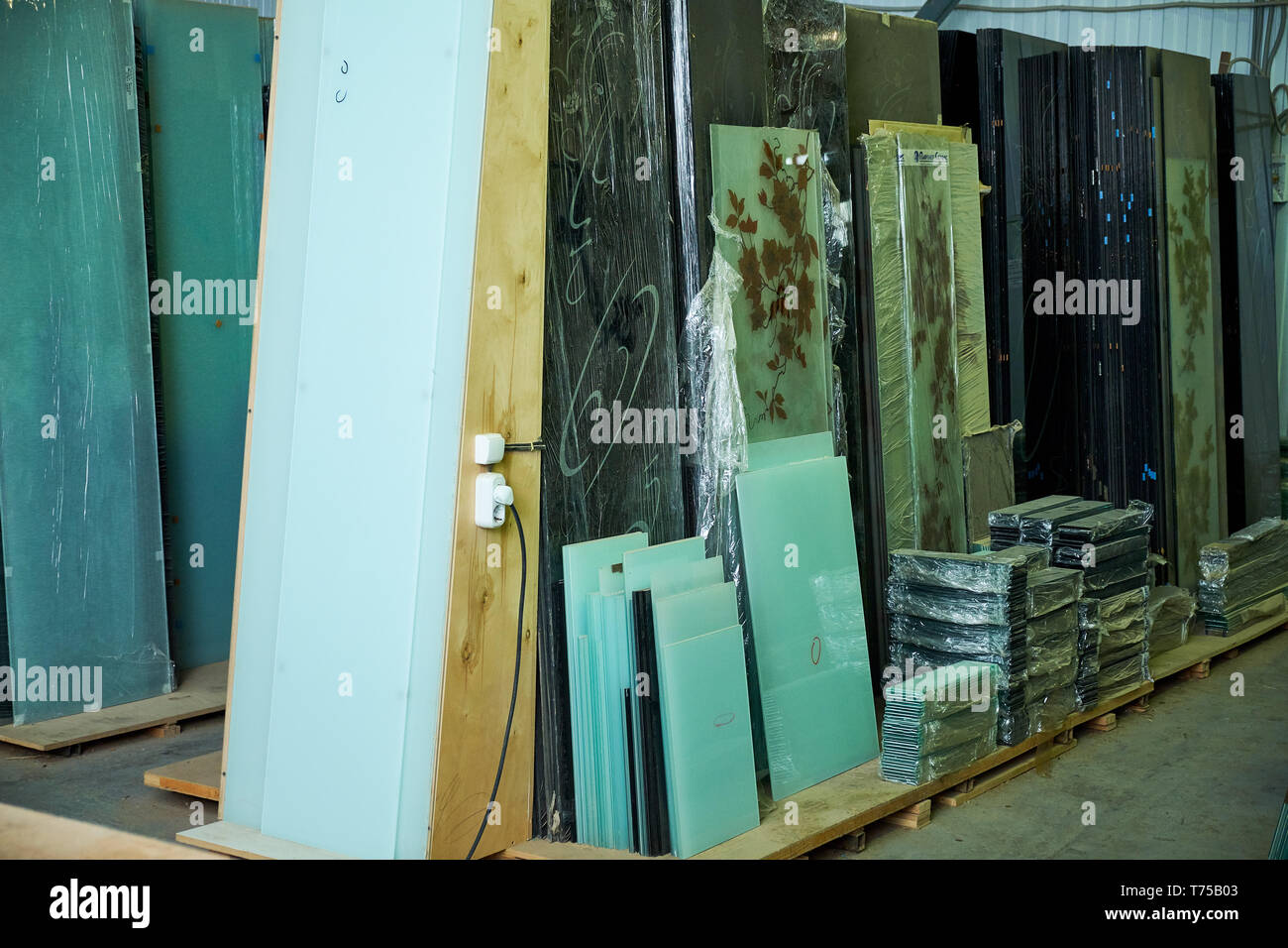 warehouse of finished and packed doors, production of interior and ...