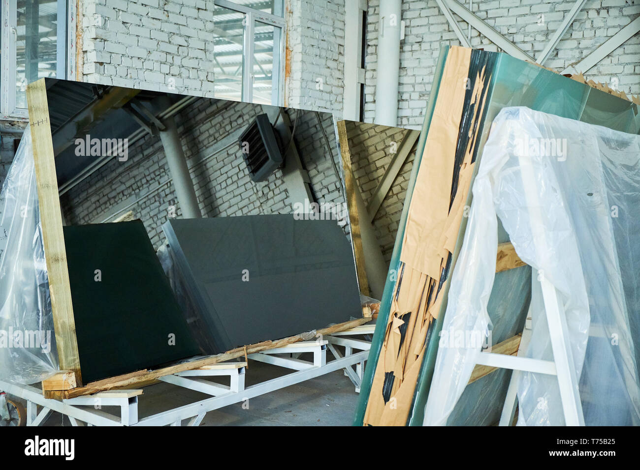 warehouse of finished and packed doors, production of interior and ...