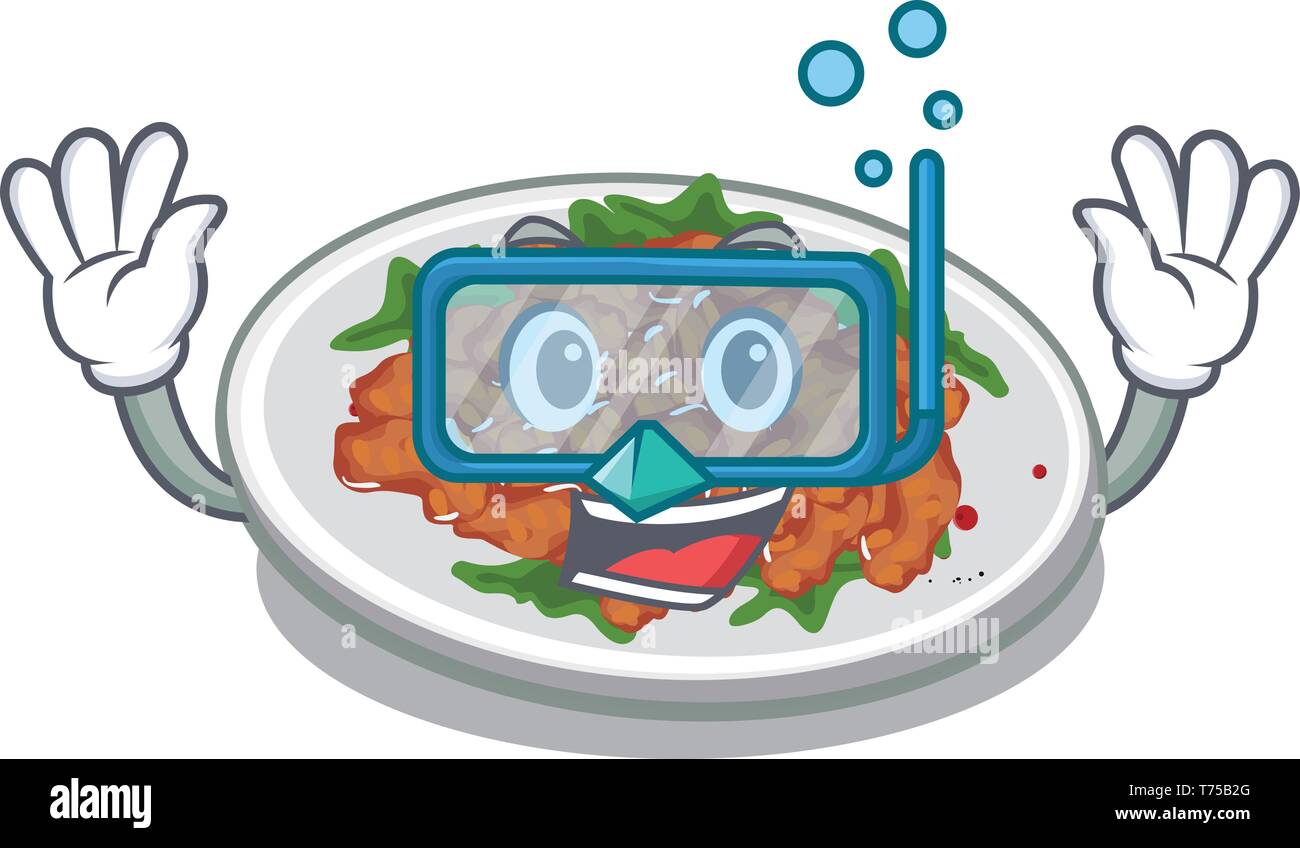 Diving sesame chicken isolated with the cartoon Stock Vector Image ...