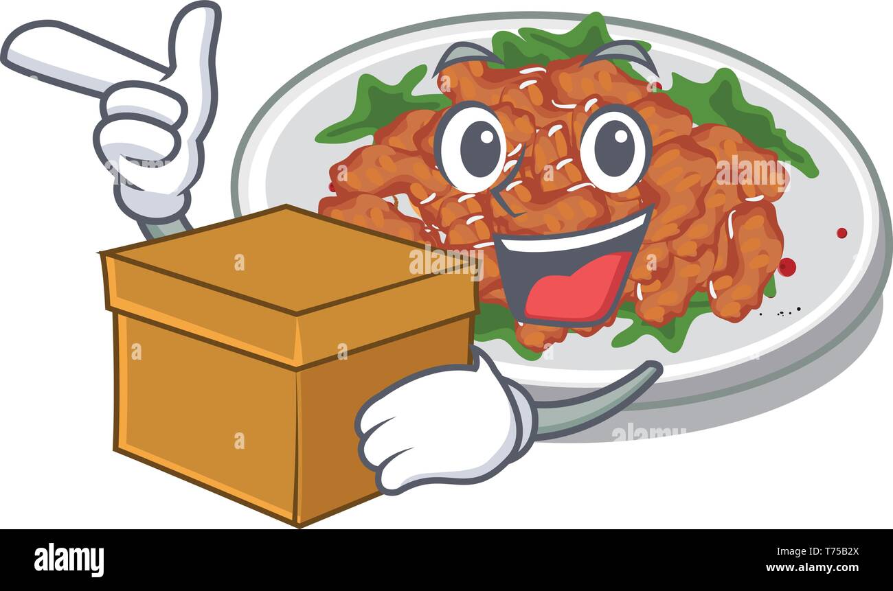 With box sesame chicken isolated with the cartoon Stock Vector Image ...