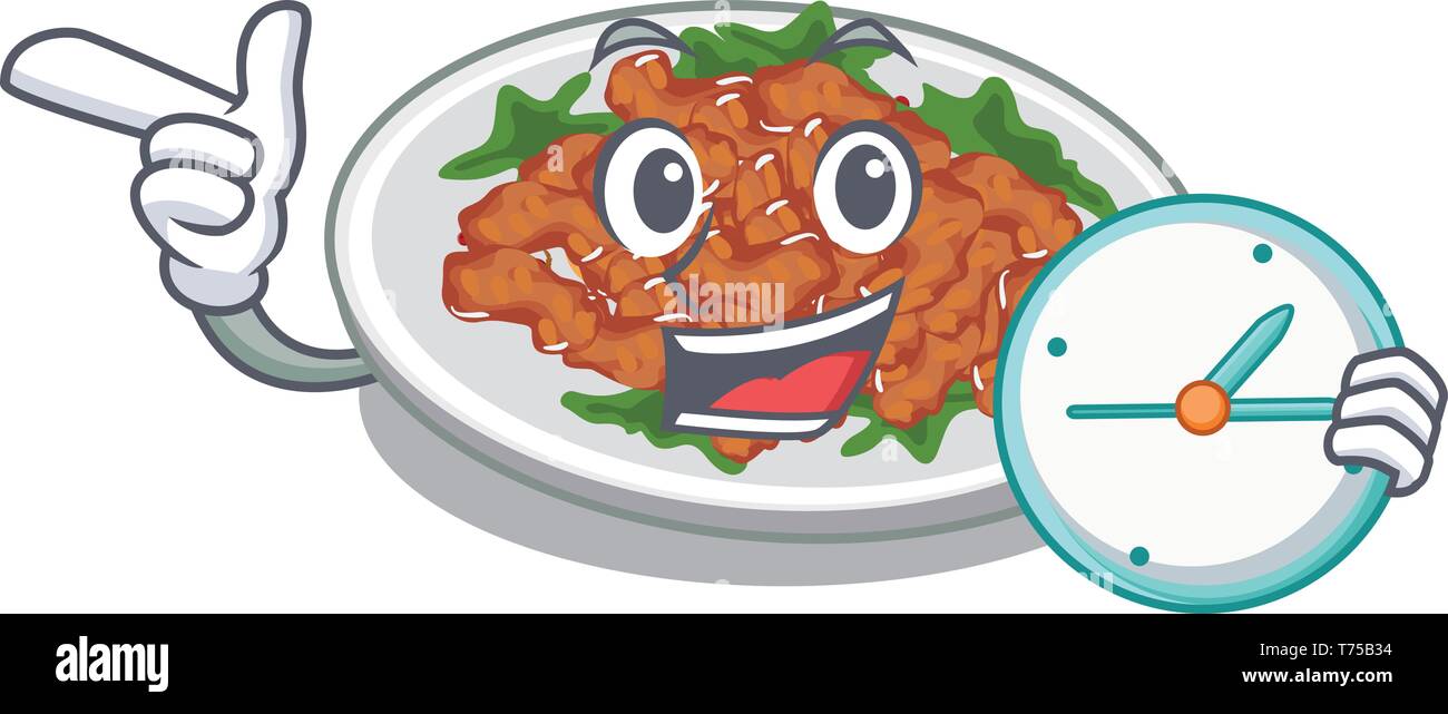 With clock sesame chicken isolated with the cartoon Stock Vector Image ...