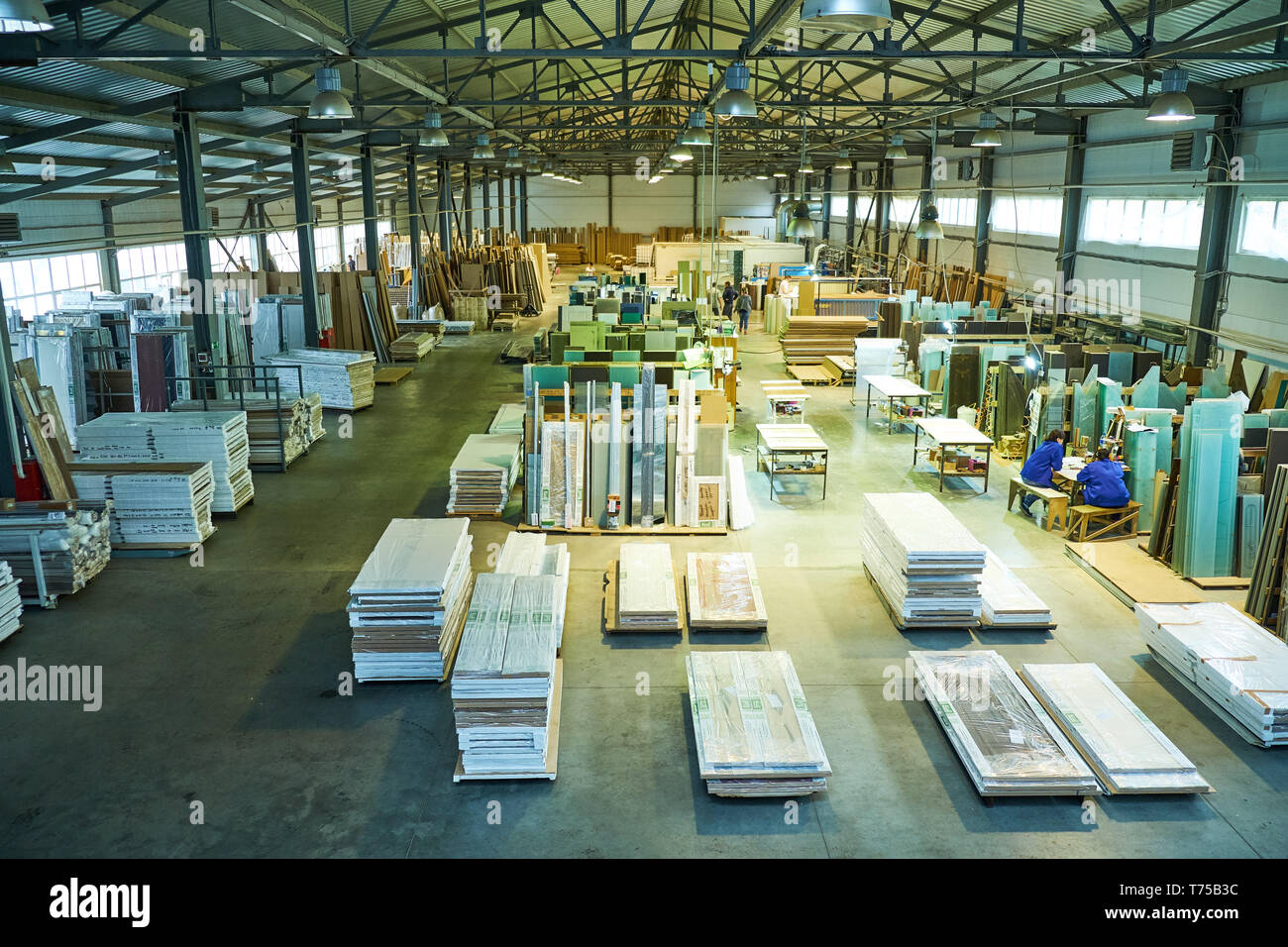 warehouse of finished and packed doors, production of interior and ...