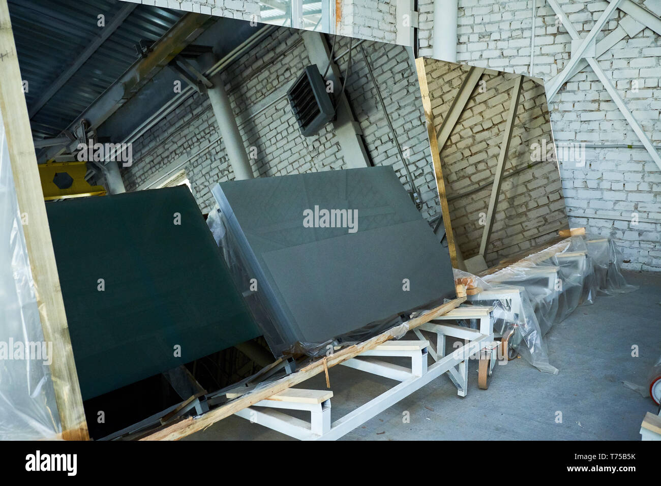 warehouse of finished and packed doors, production of interior and ...