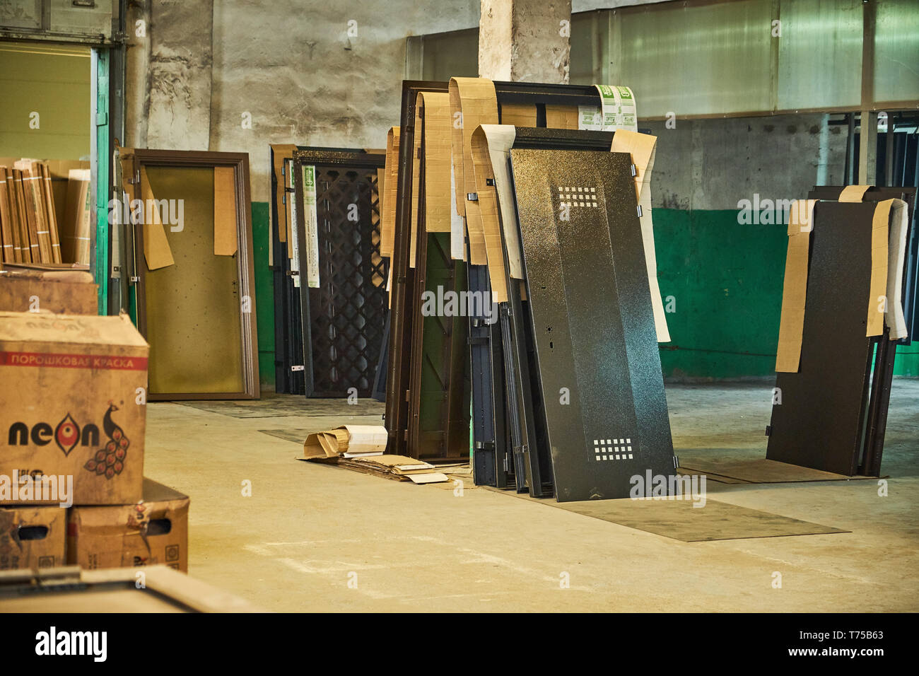 warehouse of finished and packed doors, production of interior and ...
