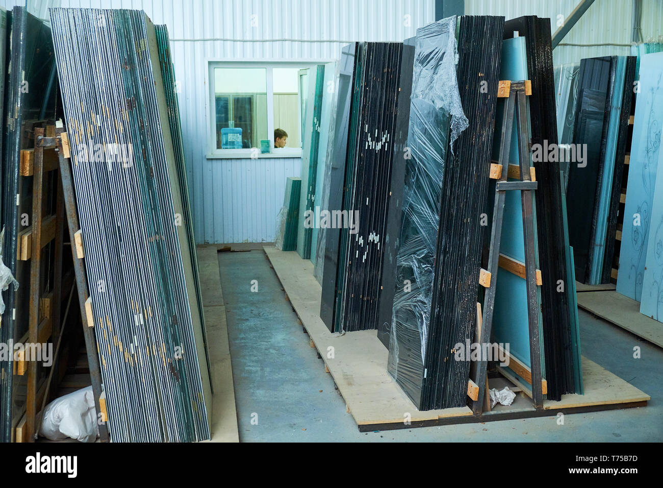 warehouse of finished and packed doors, production of interior and ...